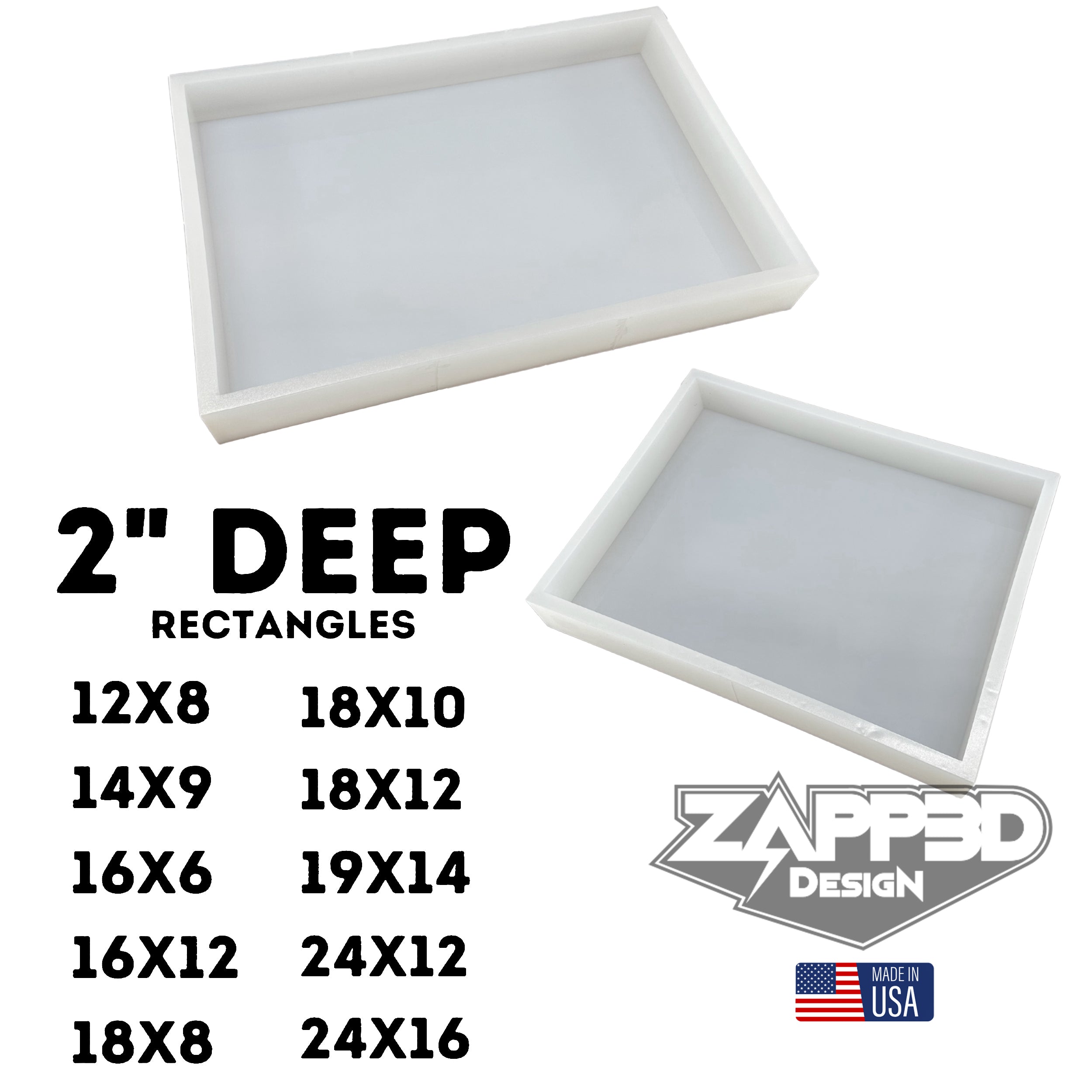 2" Deep Rectangle Silicone Molds | 10 Sizes