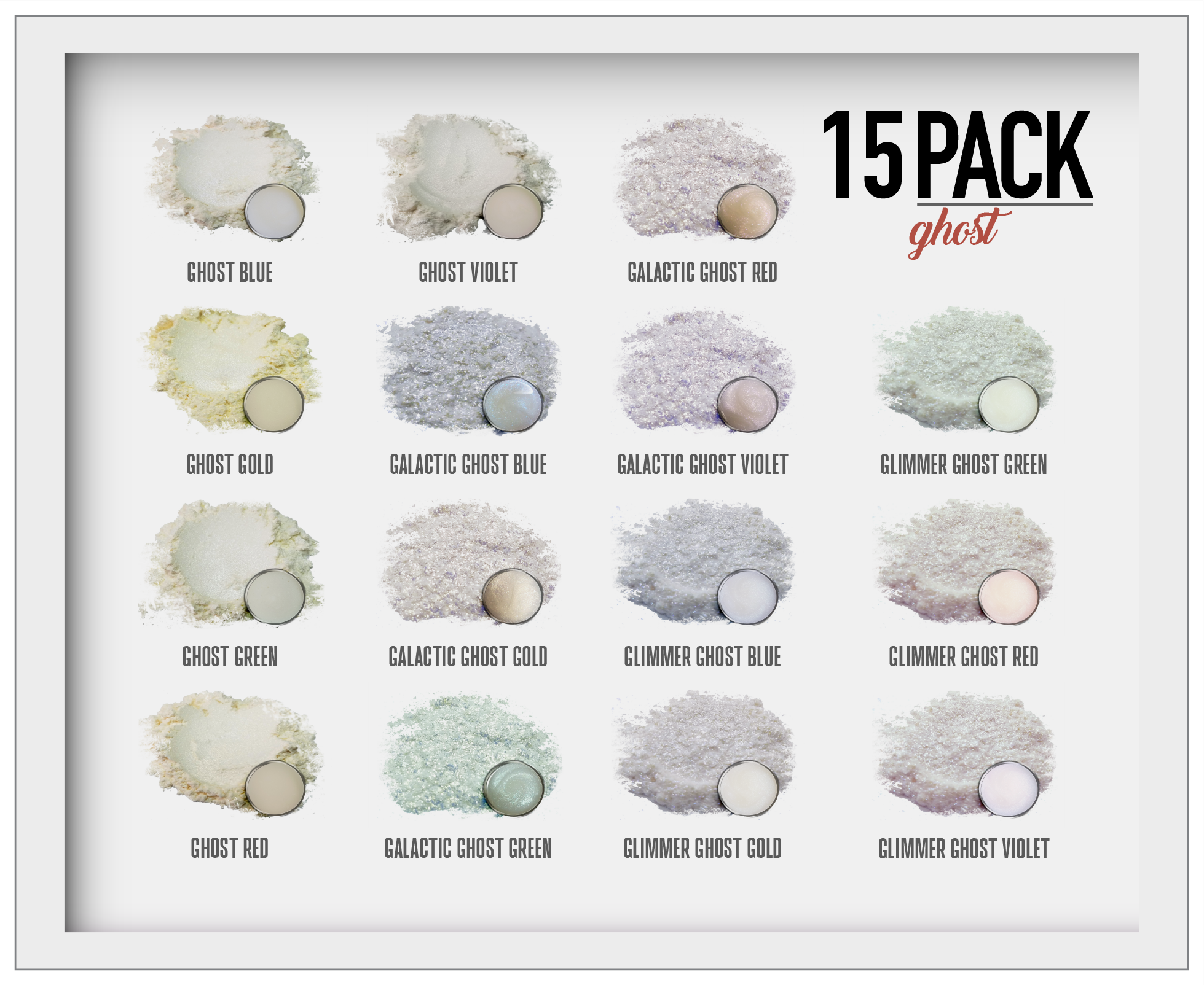 Eye Candy 15 Color Ghost Pigment Powder Variety Pack